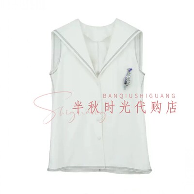 YOUWEI2026夏款海军风马甲专柜正品（含闲鱼胸针）Y3626205原2499