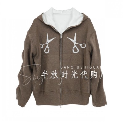 （小魔女）Y2125408原2999YOWEI25冬款双面提花剪刀鱼骨拉链毛衫