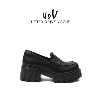 UDV学院风厚底增高粗跟乐福鞋