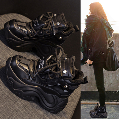 内增高老爹鞋女2025新款加绒棉鞋