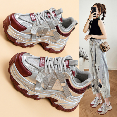 厚底内增高老爹鞋女2024新款爆款