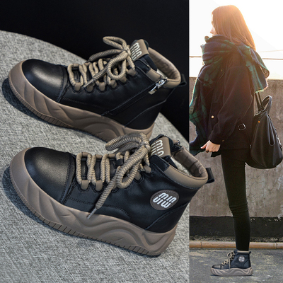 高帮面包鞋子女2025爆款新款女鞋