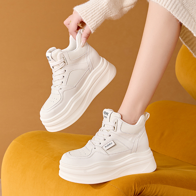 真皮高帮小白鞋女2025年新款爆款