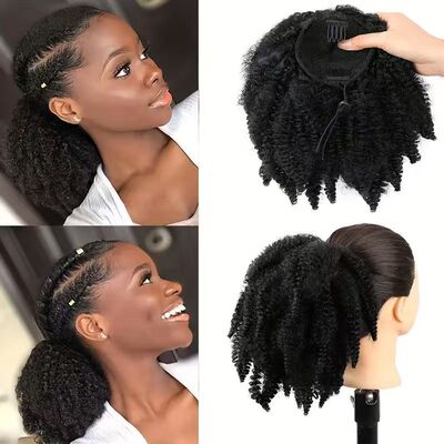 非洲爆炸卷抽绳马尾假发 Afro Curly Ponytail Hait For Black