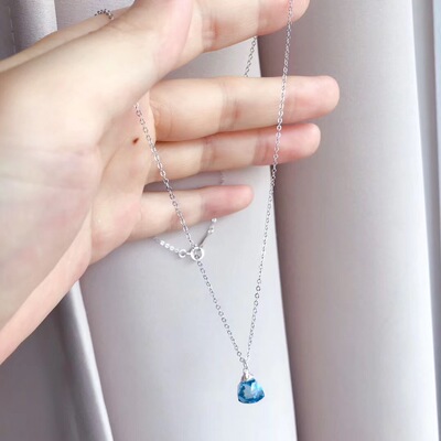 冰湖印度进口天空蓝女切面锁骨链
