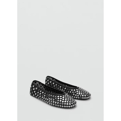 西班牙欧洲正品代购 MANGO 女士 网纱铆钉芭蕾舞平底鞋 27081241