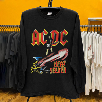AC DC 经典硬摇滚乐队Heat Seeker复古专辑海报印花酷感长袖T恤