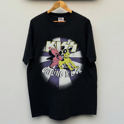KISS Calling Dr. Loveins美式复古vintage街头卡通风男女短袖T恤