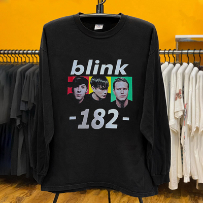 欧美经典流行朋克乐队 blink182 vtg古着风休闲百搭松弛感长袖T恤
