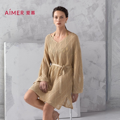 爱慕希腊之约春夏女士海边休闲沙滩披肩长袖上衣AM60B302