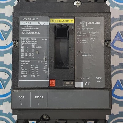 SQUARE D HJL36100AACA 100A CIRCUIT BREAKER 3P 600VAC 25KA