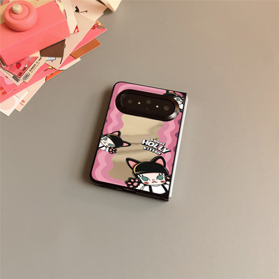 小猫咪莫莉适用华为purax max手机壳小米mix镜子pocket2硬novaflip三星zflip764卡通磨砂oppofindn3n2女w25