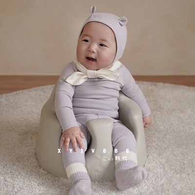 peekaboo韩国2026春款纯棉A类套装爬服+护肚裤小月龄宝宝家居服