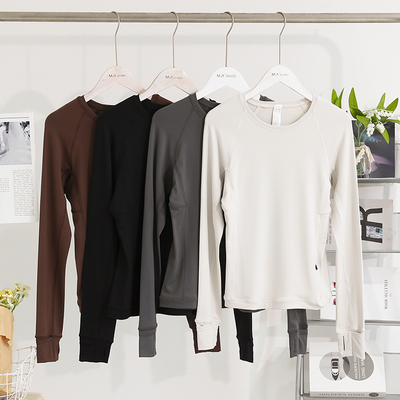 高性价比~LL女士隐形口袋长袖健身T恤瑜伽运动修身透气长袖跑步衫