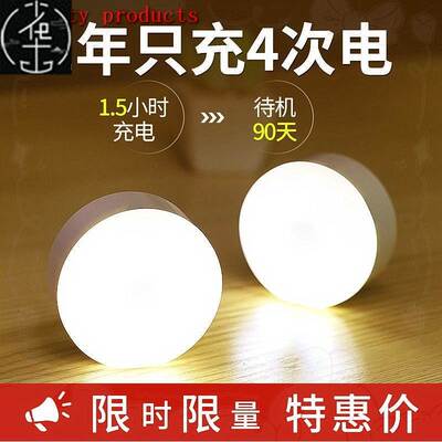 PIR Motion Sensor LED Night Light USB Rechargeable Lamp