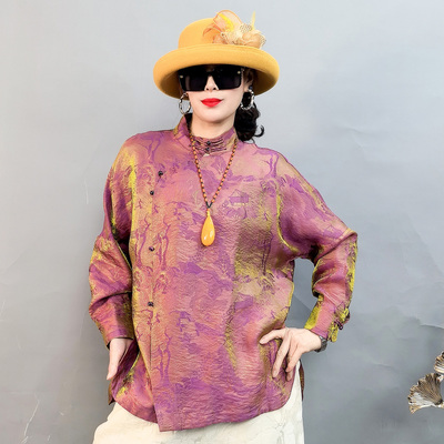 立领盘扣上档次提花上衣