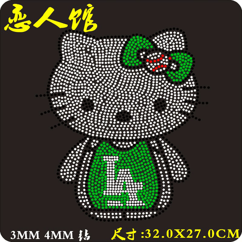 新款衣服烫钻烫图贴可爱卡通猫烫画图闪亮水钻diy服装抱枕烫钻