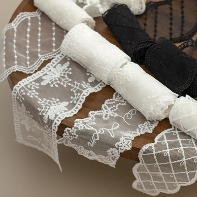 MAMASA森系网纱刺绣丝巾飘带