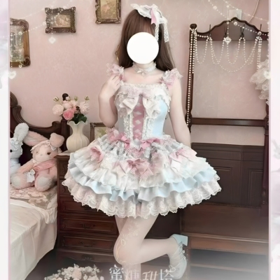褪色古董糖洛丽塔蝴蝶结公主裙