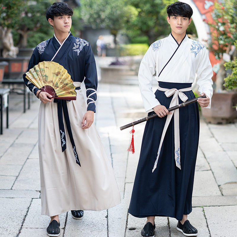 出租改良汉服男装中国风古装武侠复古学生日常表演服套装班服