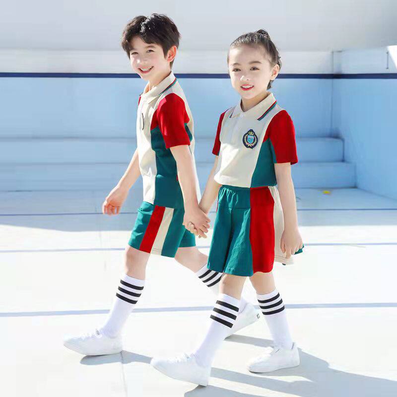 出租幼儿园园服夏装小学生校服纯棉短袖套装英伦儿童班服运动服装