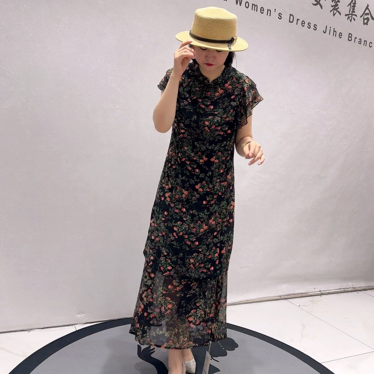 31190女权贵族夏款新品设计感可拆卸叠穿女人味旗袍裙加大码女装
