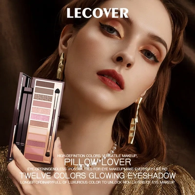 LC枕边恋人眼影综合盘LECOVER眼影修容腮红一体盘闪亮大地色细闪