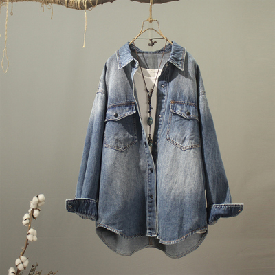 设计牛仔棉衬衫外套女宽松显瘦