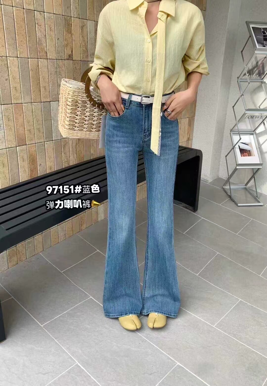 97151款春夏新款韩版显瘦高腰弹力超好看微喇牛仔裤女喇叭裤长裤