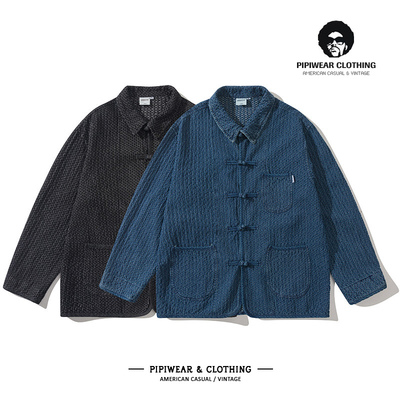 秋季古着多口袋盘扣工装外套