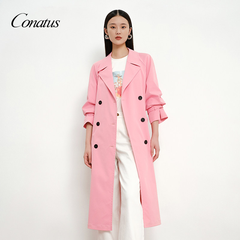 CONATUS/珂尼蒂思中长款风衣女春秋新品外套韩版宽松过膝大衣