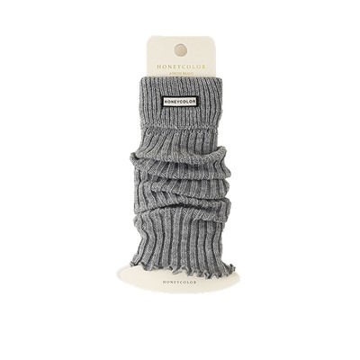 灰色袜套女长筒小腿袜腿套秋冬加厚保暖洛丽塔Lolia堆堆袜套冬季