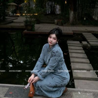 哒头.Studio【山涧松茶】微胖mm大码2024新款设计感显瘦连衣裙女