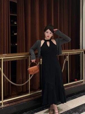 哒头.Studio【中式小黑裙】微胖mm大码新款新中式设计显瘦连衣裙