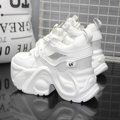 春季新款内增高12cm网面休闲鞋小个子10cm单鞋超高跟14CM老爹鞋女