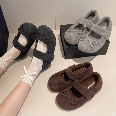 5CM内增高仙女风玛丽珍毛毛鞋