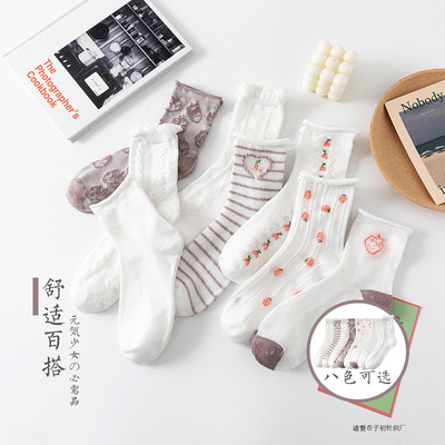 中筒卷边袜子夏连裤袜/打底袜