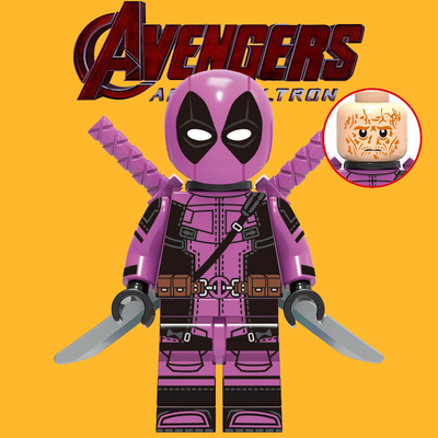 超级英雄X战警复仇者联盟1617粉色战服死侍拼装人仔积木儿童玩具