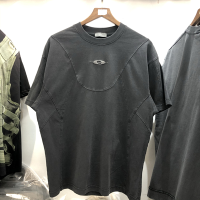 档口实拍 THUG CLUB重磅做旧简约刺绣椭圆圈男女宽松嘻哈短袖T恤