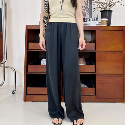 巴赫旧约丨100桑蚕丝丨28姆米砂洗重缎gala裤无侧缝阔腿裤-MY5947