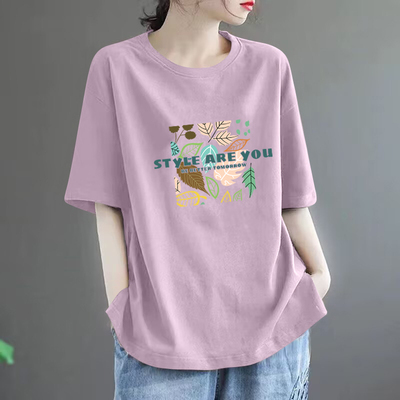 100%纯棉短袖印花T恤上衣夏季