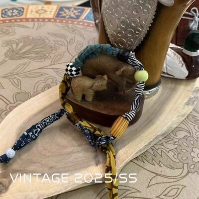 2025年新款时髦单品设计感趣味拼接手工多材质组合项链配饰可调节