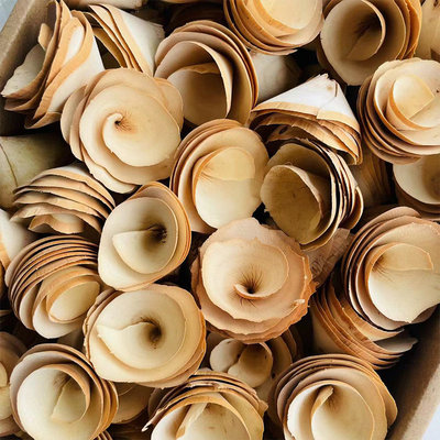 diy手工装饰木花玫瑰花朵植物幼儿园环创干燥花材料室内挂饰木卷