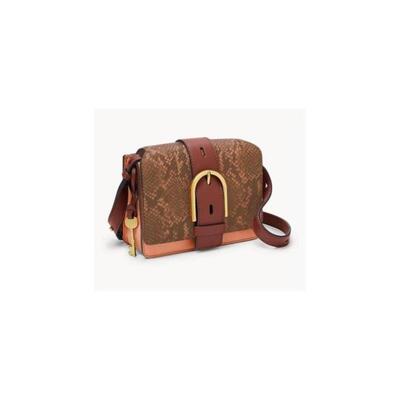 Fossil/化石女马鞍包斜挎包小方包蟒蛇纹压花百搭正品72376460526