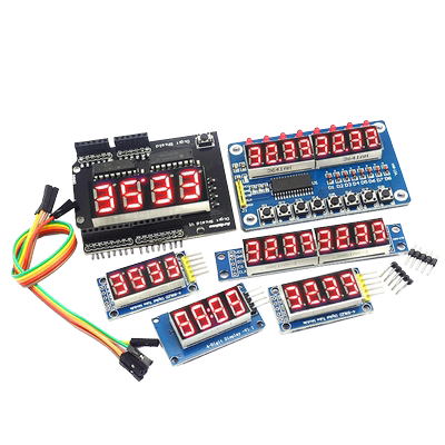 4 8位数码管模块 LED显示四位串行595驱动TM1638亮度可调带时钟点