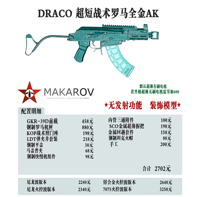 [MAKAROV]DRACO 超短战术罗马全金AK 定制成品