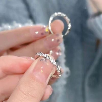 麻花戒指ins锆石小众设计女