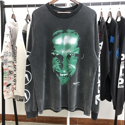 顽童瘦子Eso同款宽松高街美式做旧SAINT MICHAEL长袖vintage春秋