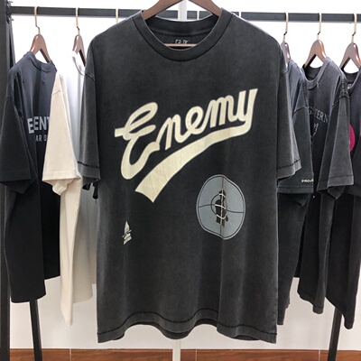 SAINT MICHAEL 25fw新款Public Enemy水洗vintage短袖T恤潮男女