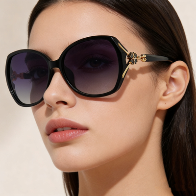 2026新款四叶草偏光太阳镜女高级感大框复古墨镜街拍近视眼镜潮流